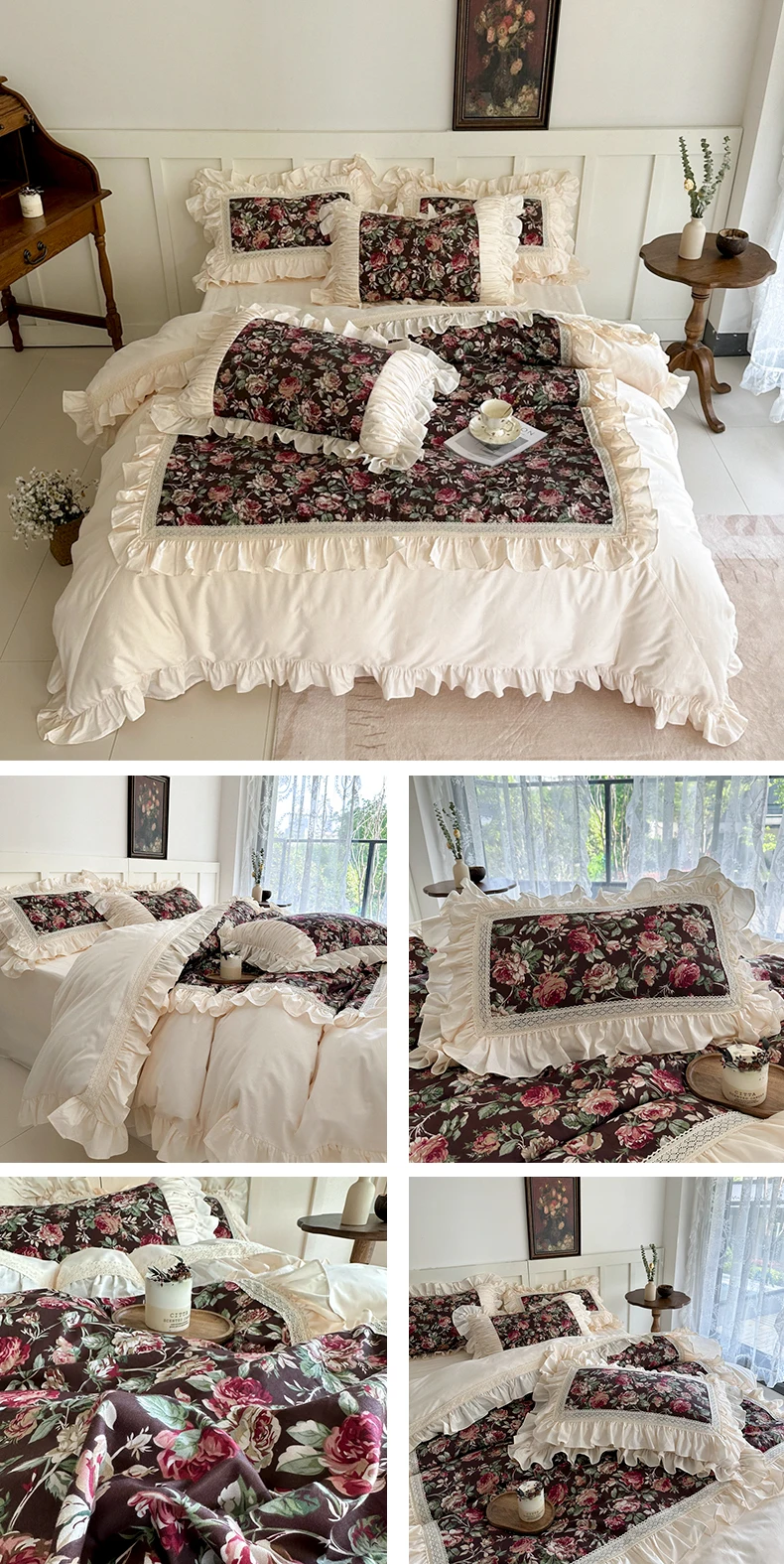 Luxury European Style Wedding Bed Spread Bedding Set Ruffled Bedding Bedspread Bedsheets Sets ...