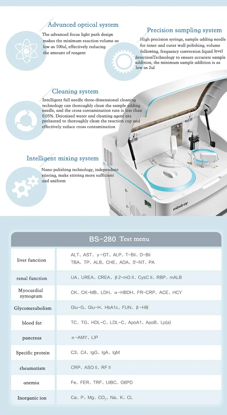 Mindray BS-280 Biochemistry Analyzer - Fully Automated
