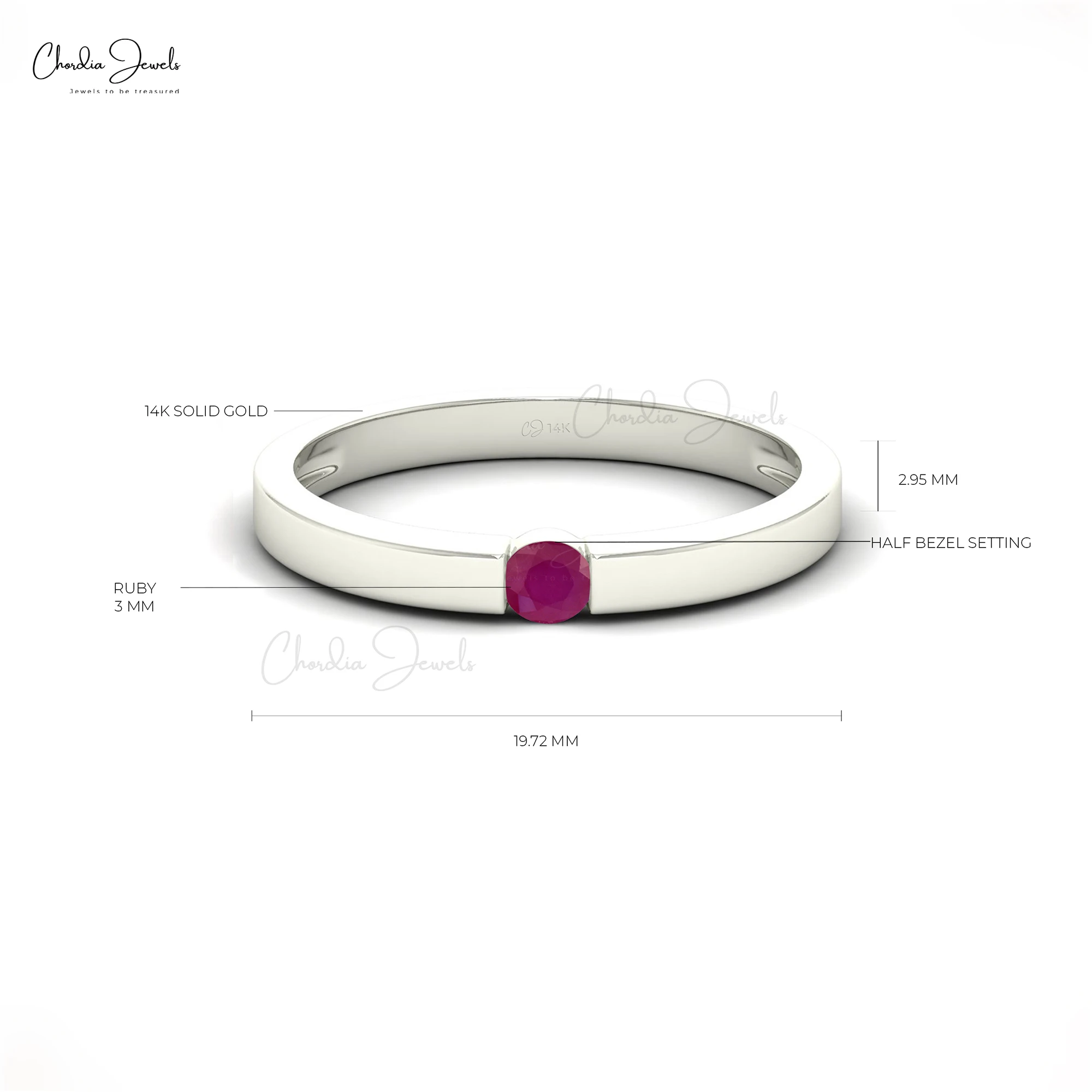 Single Stone Solitaire Ring In 14k Solid Gold Natural Burma Ruby 3mm ...