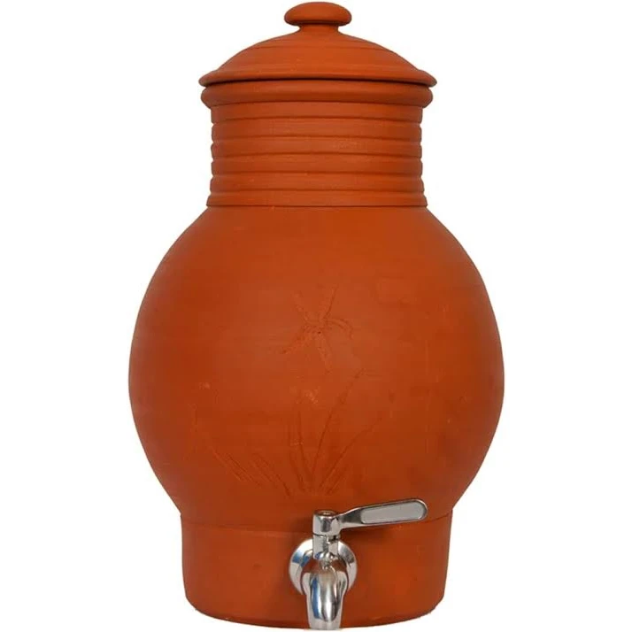 Handmade Terracotta Clay Classic Water Jug 1.5 Liter Pure Clay Jug with ...