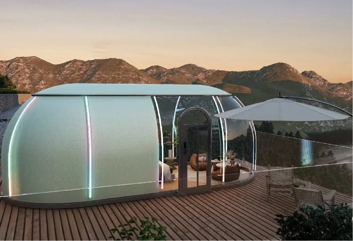 Lucidomes Cabin Dome Tent Camping Prefab Capsule House Tent Clear PC ...