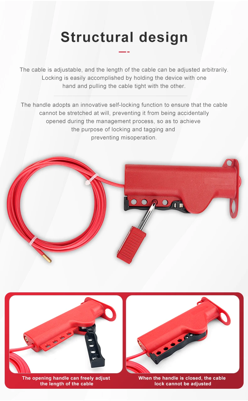 Adjustable Industrial Equipment Loto Universal Cable Lockout Tagout ...