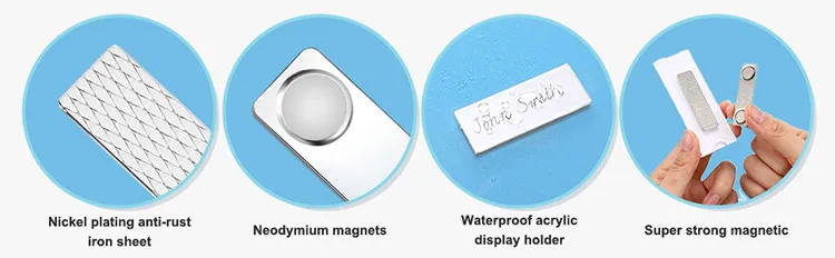 Adhesive Custom Logo Magnetic Name Badge Holder Pin Badge Magnet