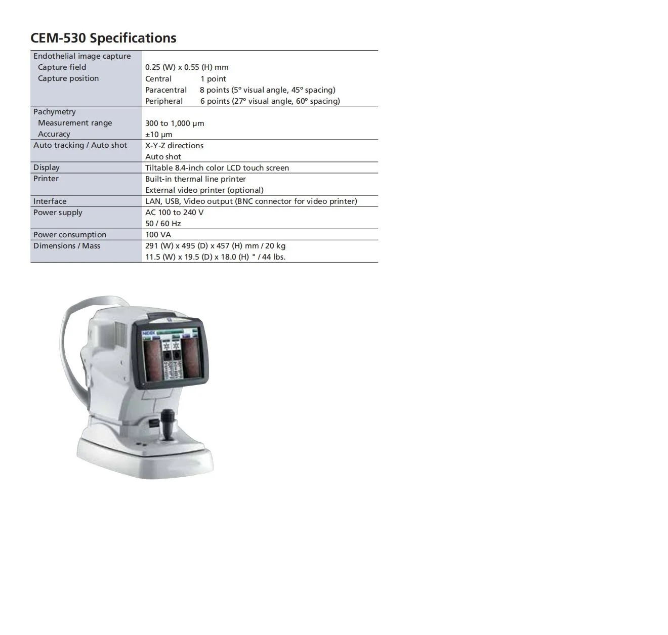 Nidek CEM530 Specular Microscope - Corneal Endothelial Cell Microscopy