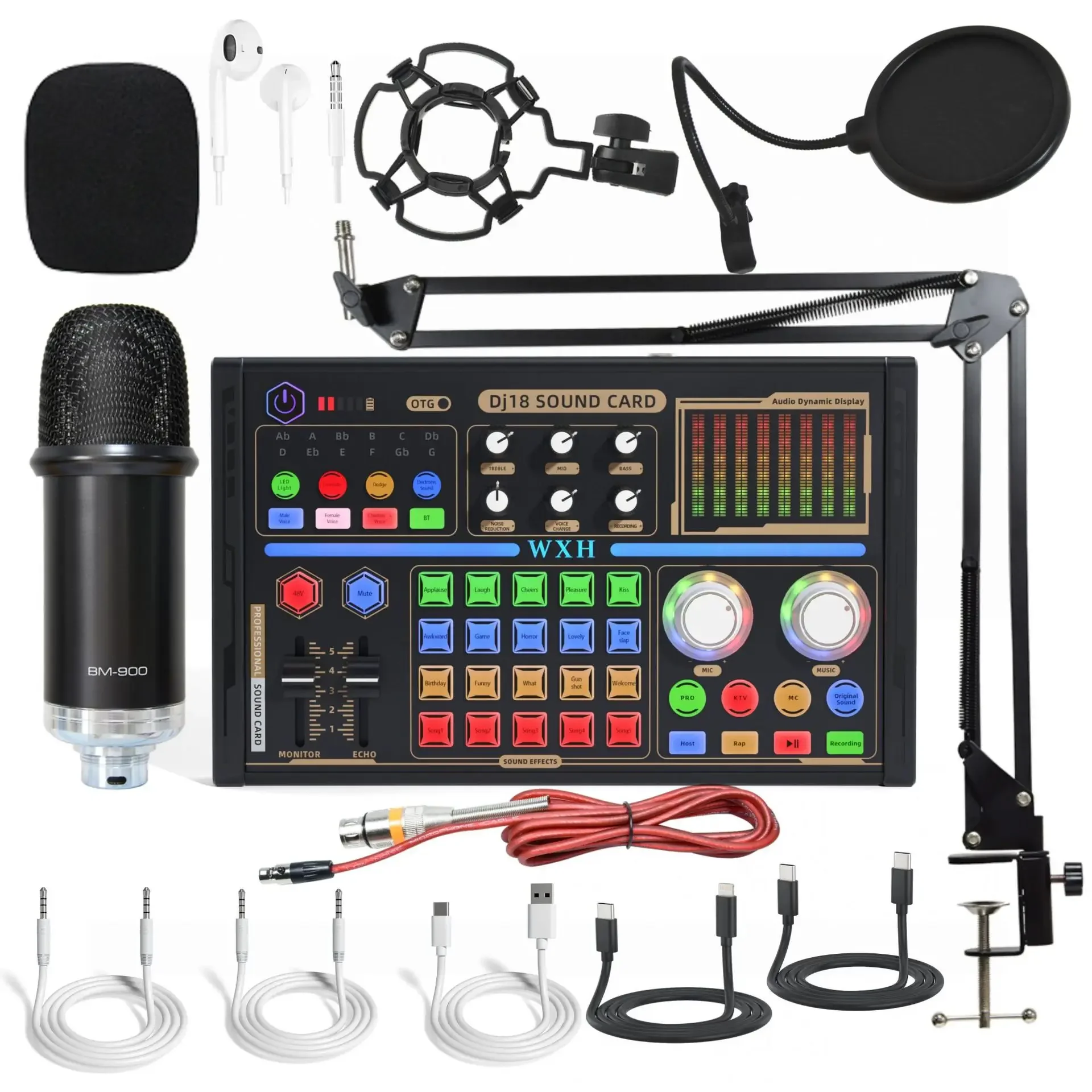 DJ18 Live Sound Card Recording - 48V Condenser Microphone