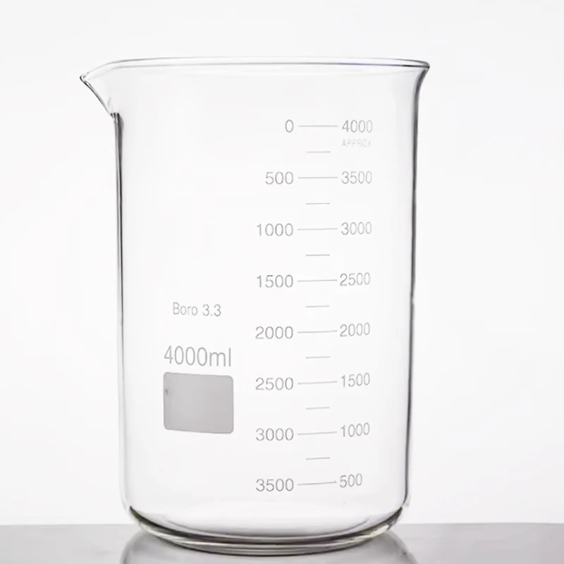 4000ml Borosilicate Glass Beaker - Heat Resistant & Durable