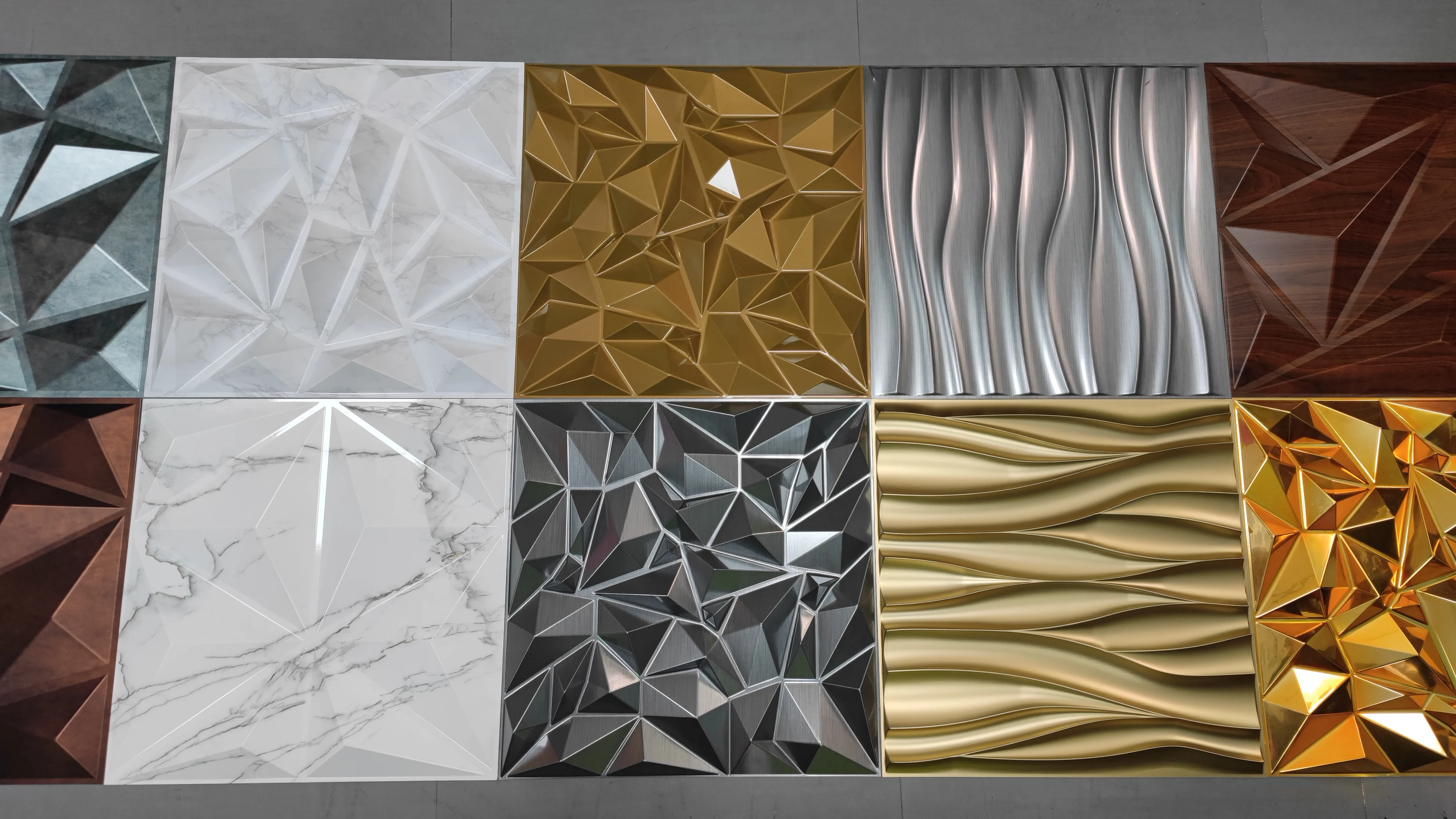 New Colors Wavy Champagne Gold Pvc 3d Wall Panels For Living Room ...