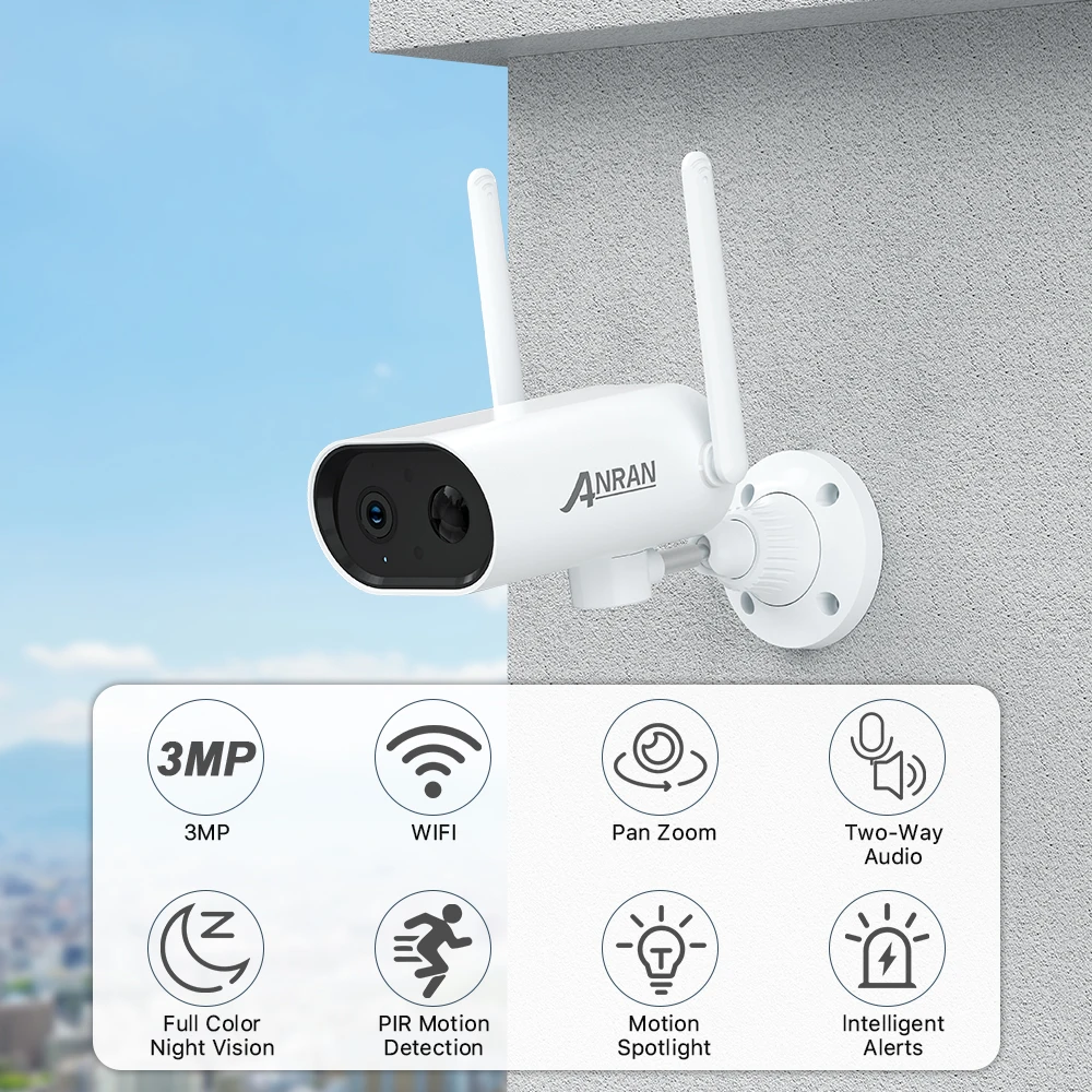 Camara ANRAN 180° 3MP WIFI con Panel Solar – Camara de Seguridad | STORE504