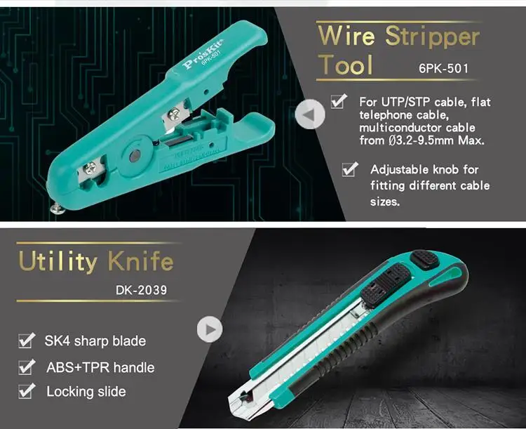 Network Crimping And Wiring Tool Set Proskit Pk-4013 For Basic Network ...