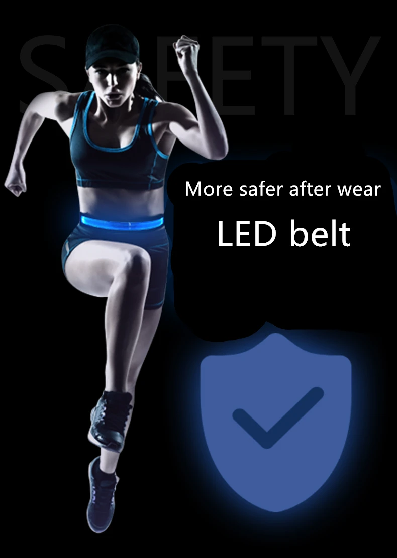 Usb Rechargeable Led Reflective Illuminating Safety Running Belt Waist ...