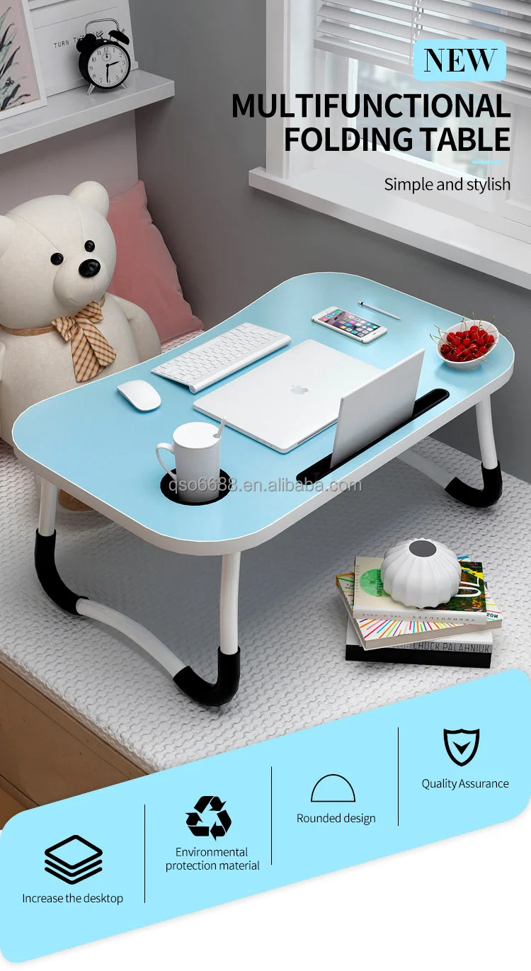 Adjustable Table With Shelf Folding Kitchen Table Bed Study Table For ...