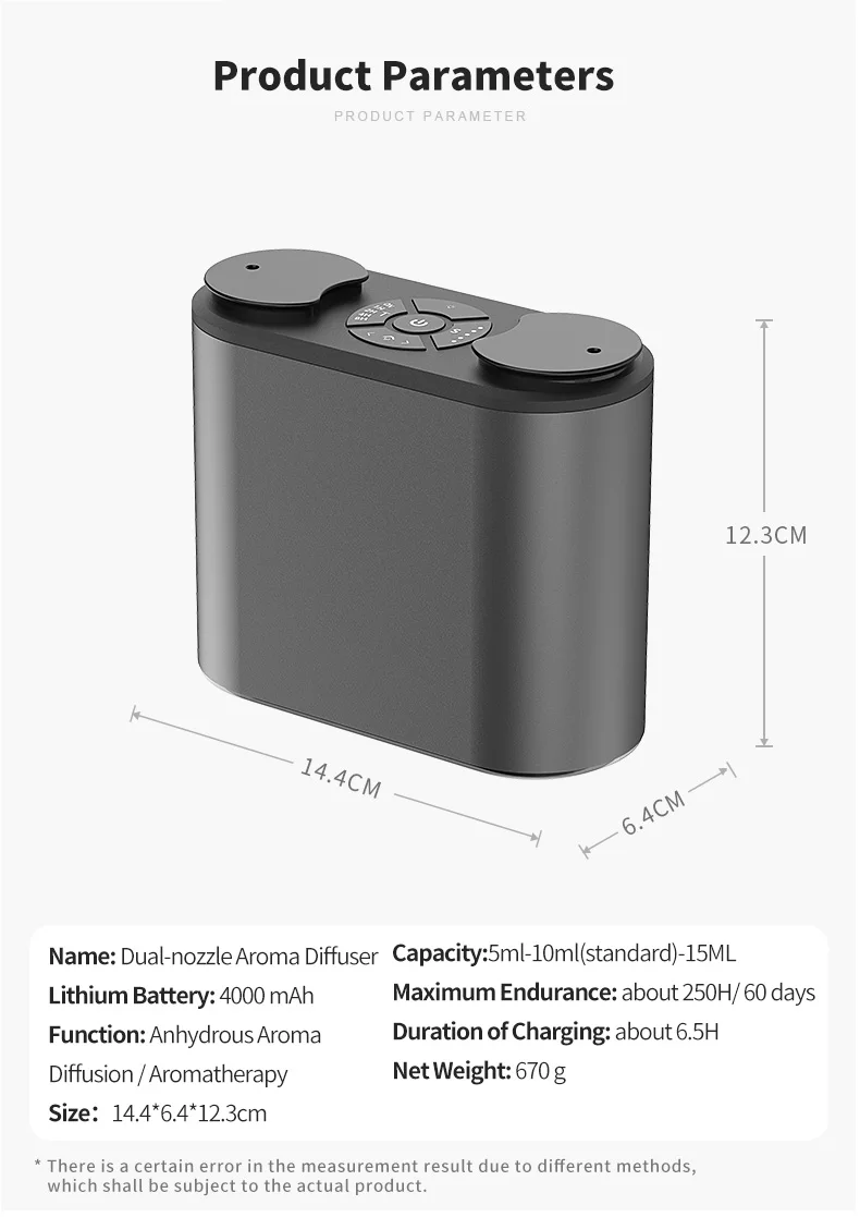 Double Nozzle Luxury Wireless Aroma Essential Oil Air Diffuser Mini ...