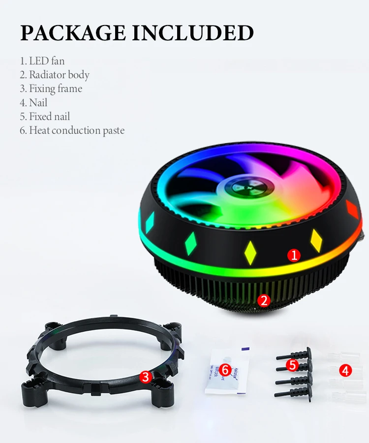 12V DC 3PIN UFO Shaped Radiator CPU Cooler Fan Gaming RGB LED