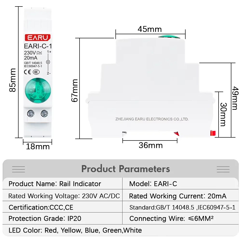 Rail Din Indicator Light AC DC 220V 230V LED Dual Color Signal Tri ...