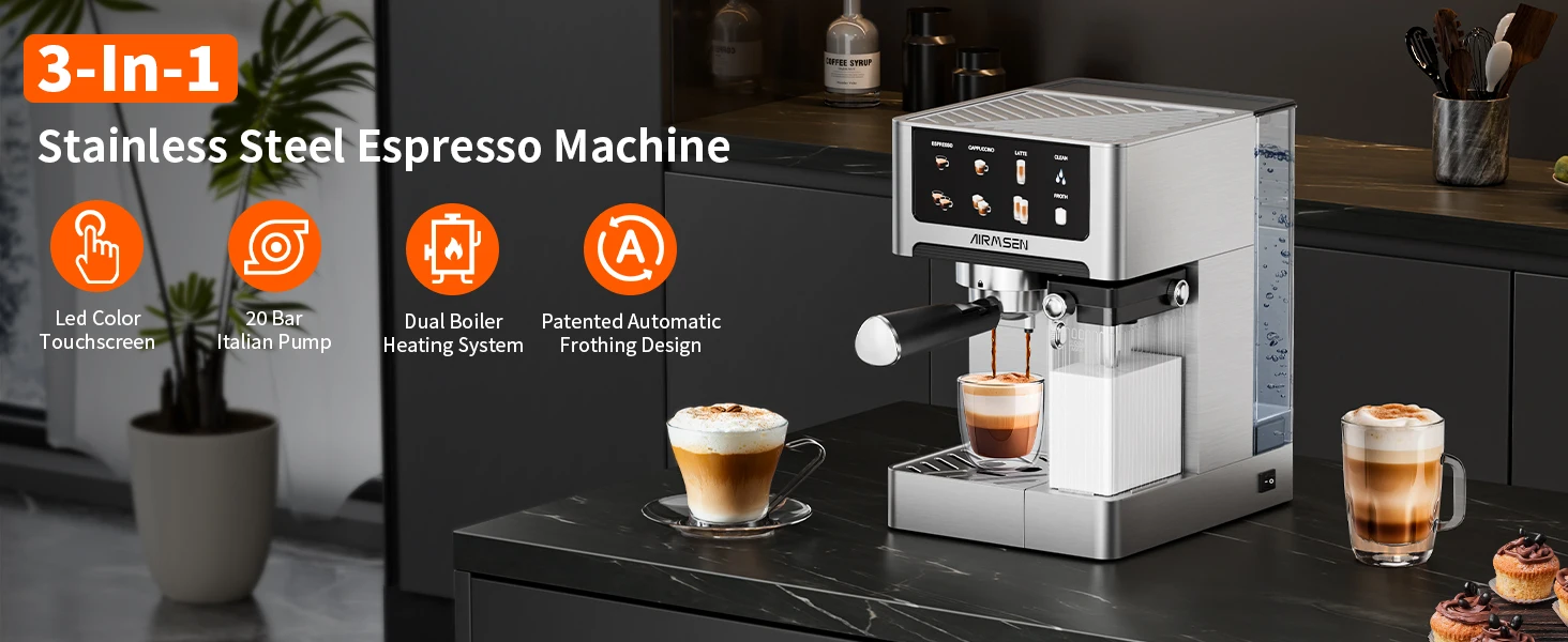 Home Digital Touch Screen Coffee Machine - Programmable, 1.5L Capacity ...