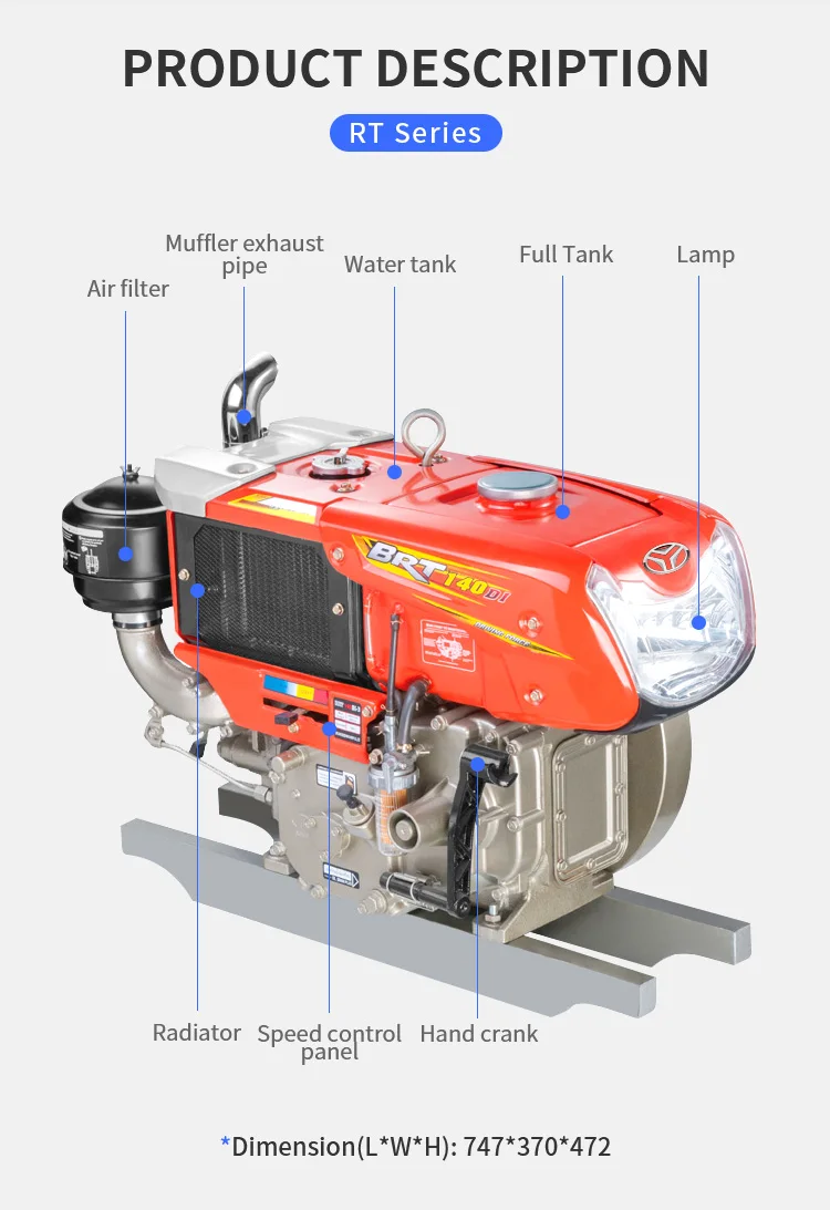 Kubota Type Diesel Engine - RT140DI-3 for Farm & Construction