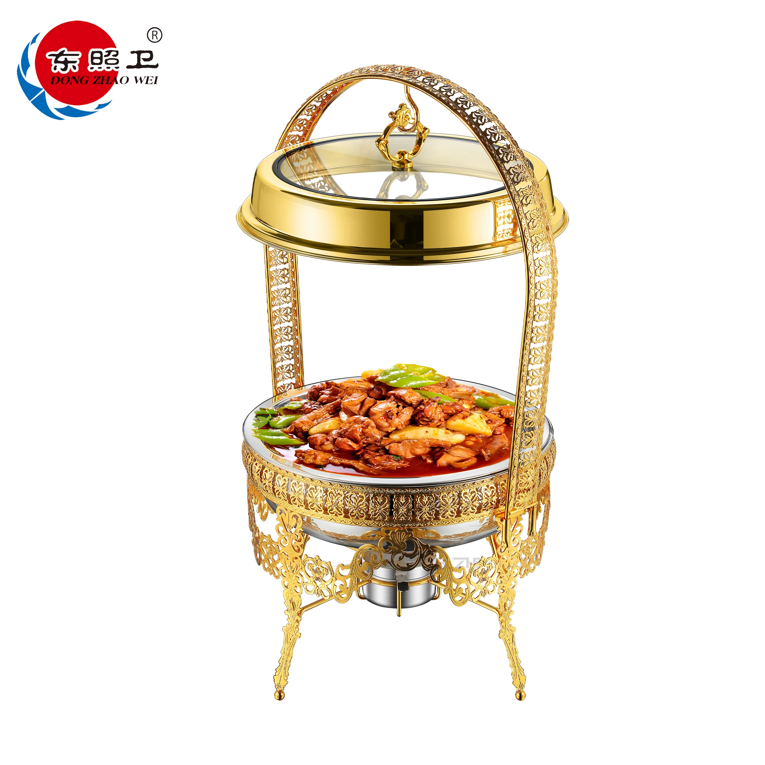 9L Gold Hanging Hinged Lid Chafing Dish Buffet Set Catering