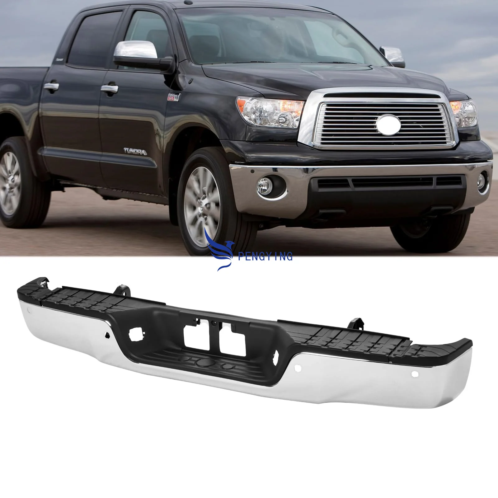 Chrome for T-oyota Tundra 2007-2013 Pickup Rear Bumper Assembly Without ...