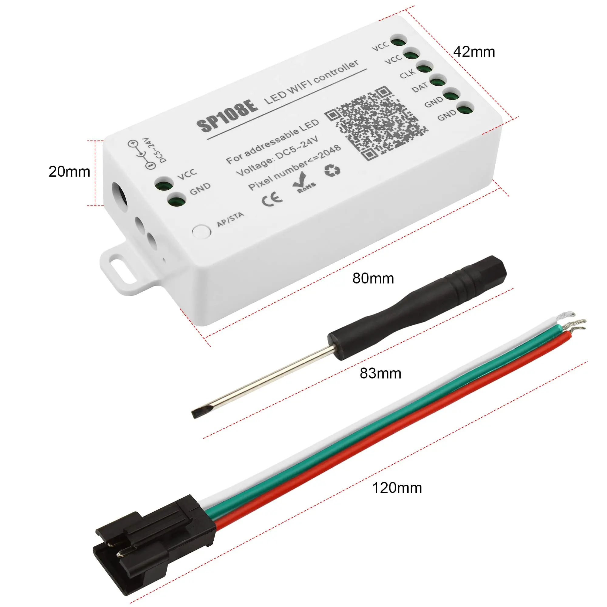 SP108E WiFi Controller 2048 Pixel LED Strip Wireless Remote Control Addressable RGB WS2811 ...