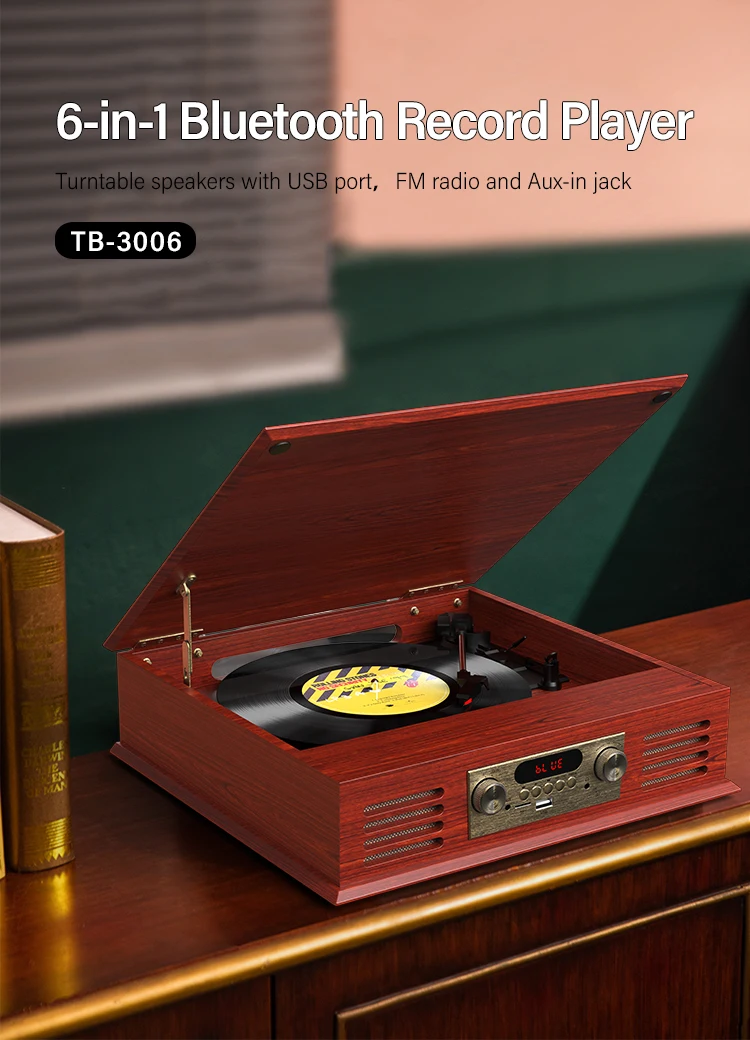 Retro Gramophone Multiple Record Player With Best Sound Turntable Vinyl ...