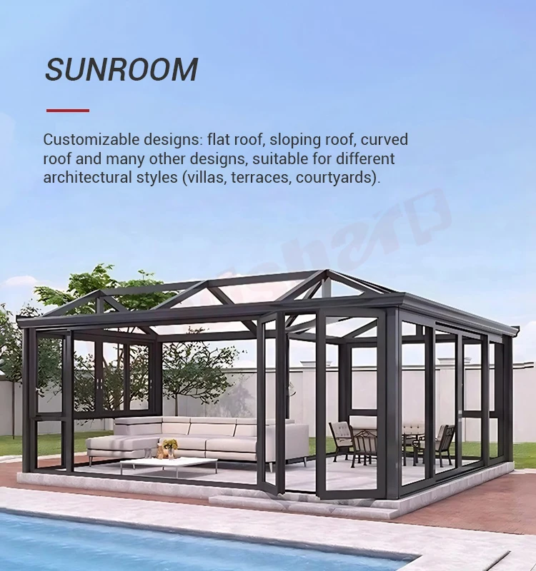 Modern Design Aluminium Free Standing Sunroom Commercial Glass Houses ...