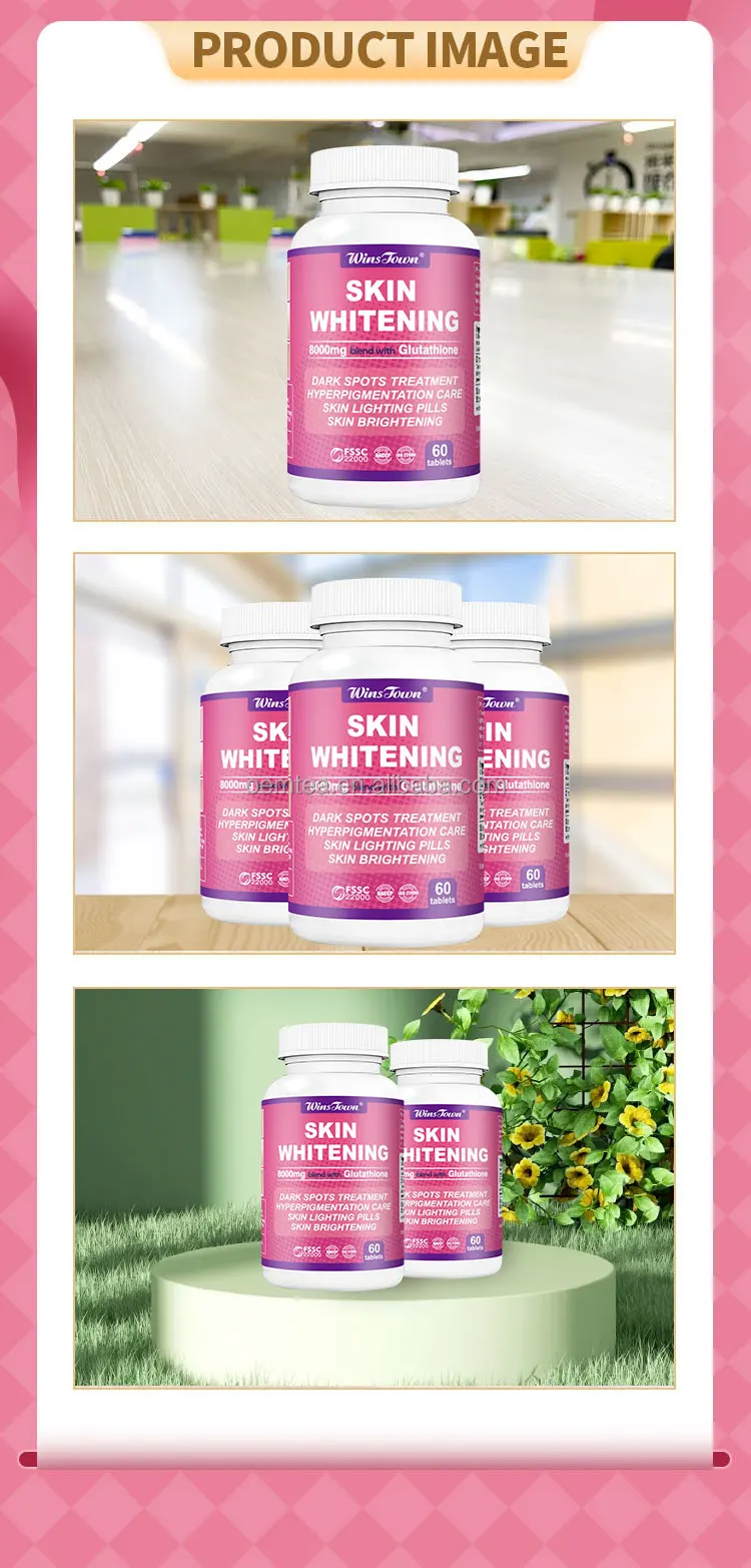 8000mg L-Glutathione Skin Whitening Tablets for Dark Spot Reduction ...