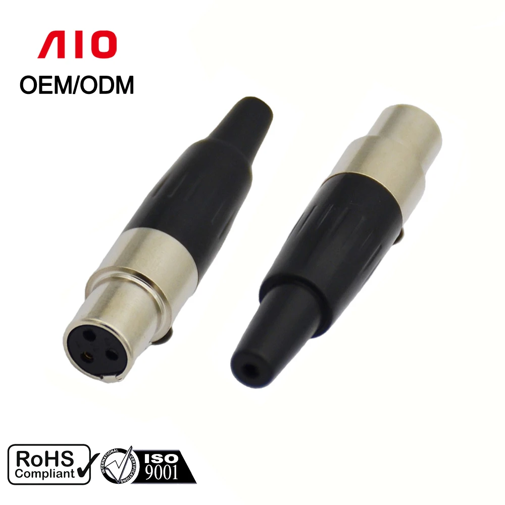 3 Pin Mini XLR Connector Audio Microphone Adapters with Plug Chassis ...