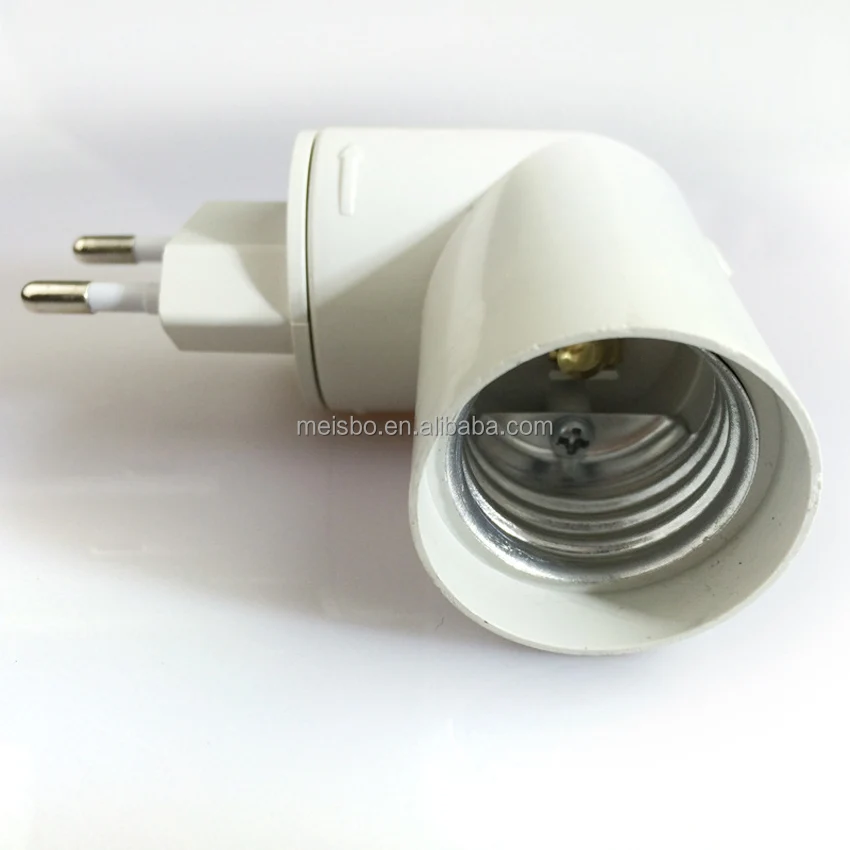 Black White Elbow Lamp Base E27 Led Light Socket To Eu Plug Adapter ...