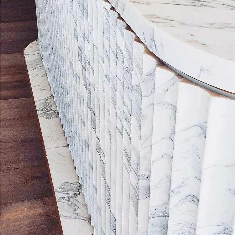 Interior Wall Outdoor Flute Marble Stone Round Flexible