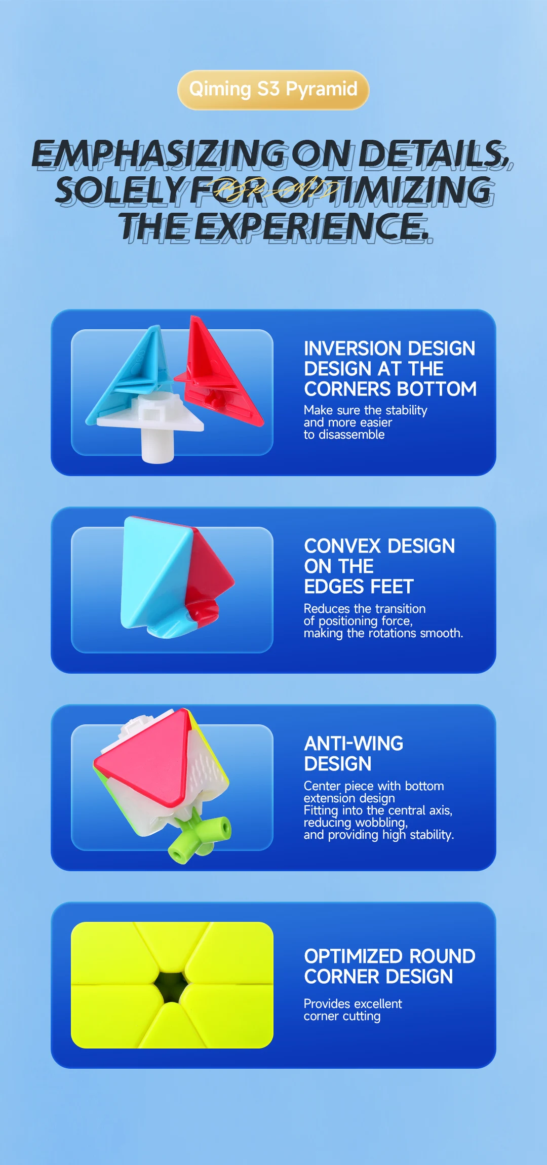 New Qiyi Qiming S3 3x3x3 Triangle With Ball-point Positioning Speed ...