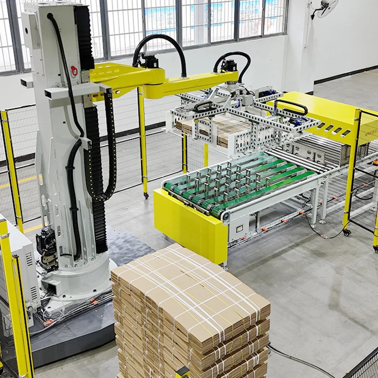 2024 Carton Box Robot Palletizer Stacking Pallet Wrapping Machine for Carton Box and Bags ...