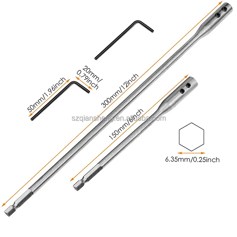 150/300mm Drill Bit Alloy Steel Extension Rod for Wood Drilling