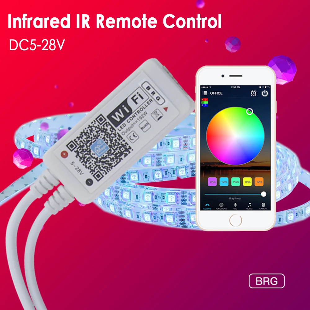 Hot Selling Mini WIFI+ Wireless 24-key RGB Controller DC5-28V Music Controller for Smart Home ...