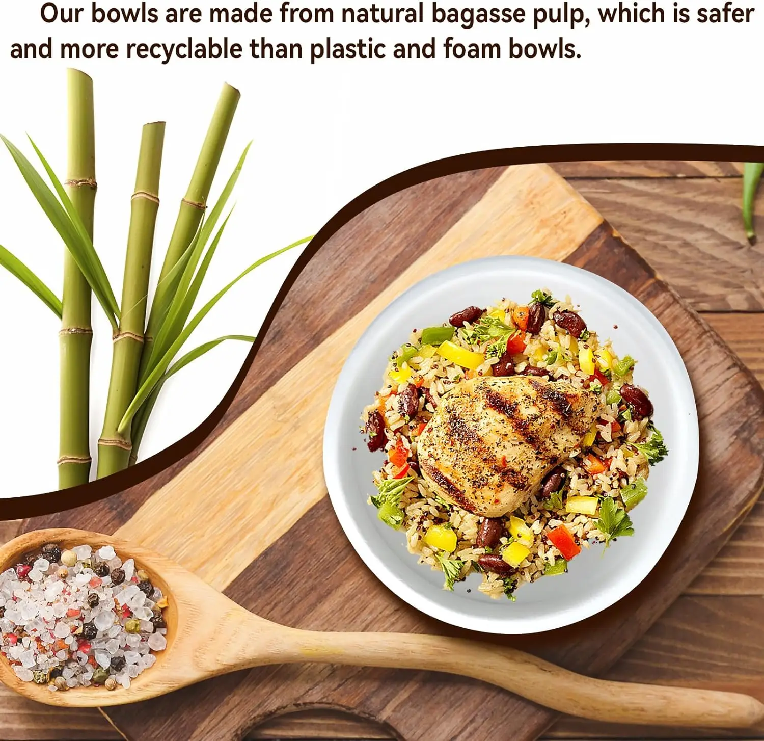 Sugarcane Bagasse Disposable Round Bowl For Salad Soup Bento,Take Out ...