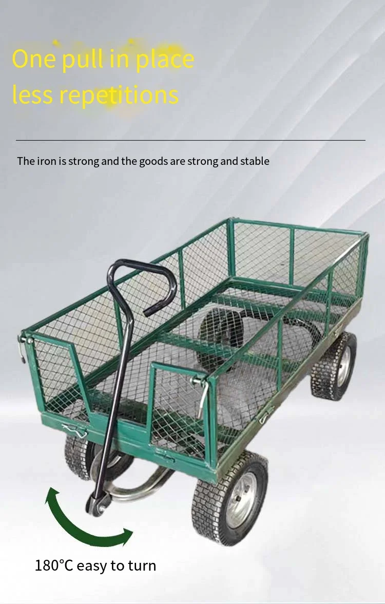 Heavy Duty Utility Cart Wagon Steel Wire Mesh Rolling Dump Garden Carts ...