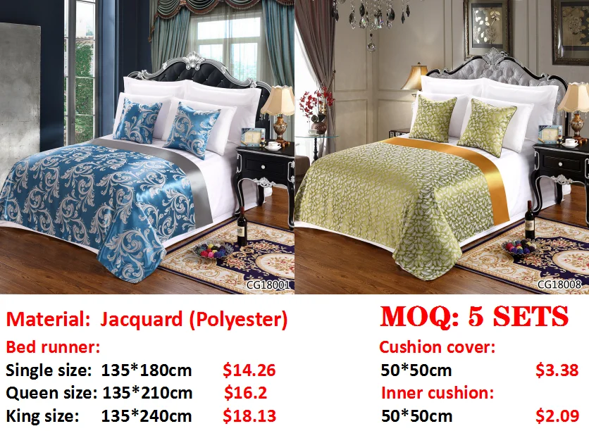 Standard Size of Queen Hotel Luxury Hotel Bed Runner and Cushion for ...