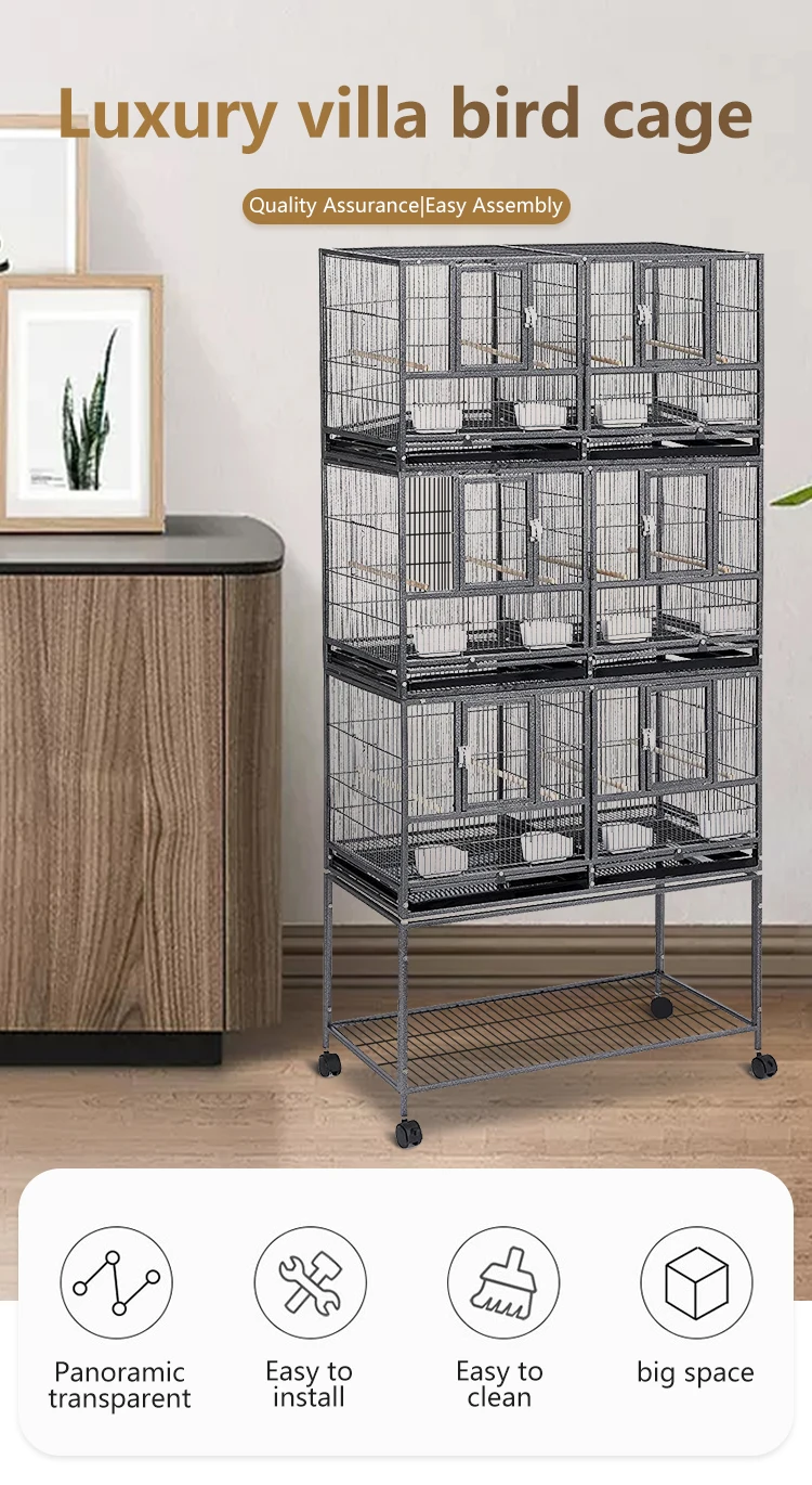 3 Levels Bird Layer Cages With 12 Stand Bars 12 Food Boxes For Parrots ...