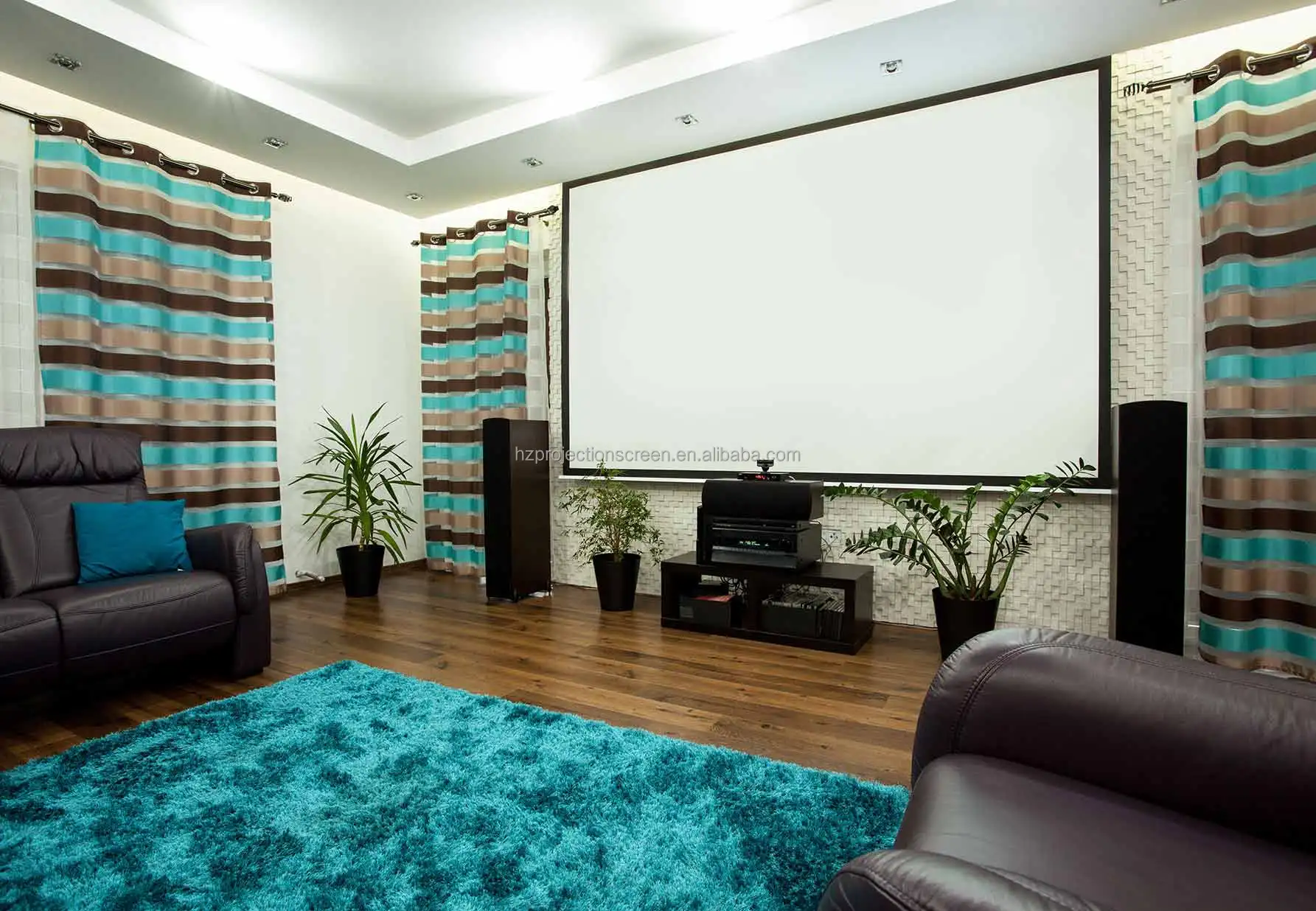 120" Inch Motorized Hidden Recessed Screen with Remote Remote Control ...