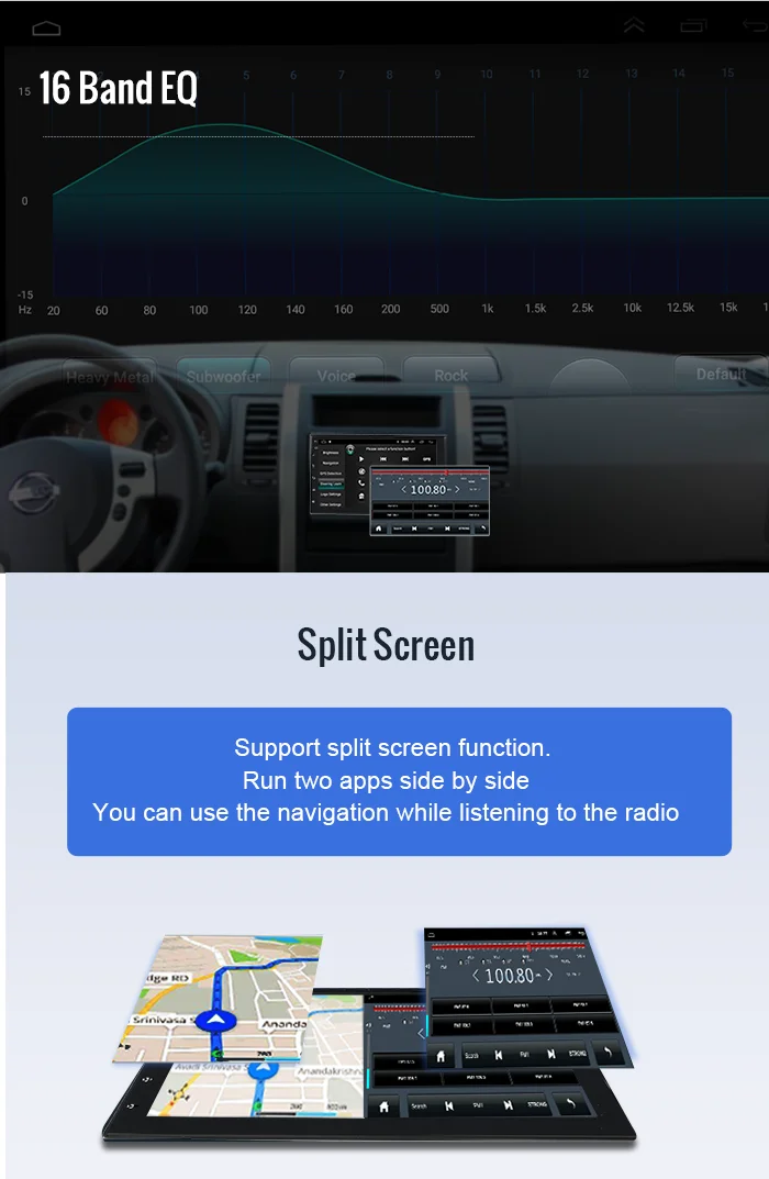 7'' 2 Din Car Radio Android 9.0 Gps Navi Car Screen For Apple Carplay ...