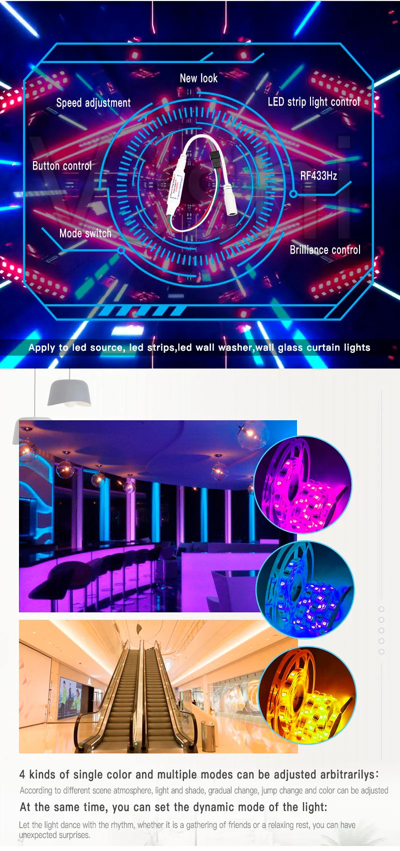 Factory Direct Dc5v 24v Dream Color Spi Mini Diy Wireless Rf 14key ...