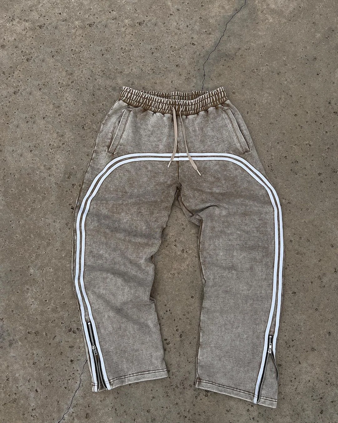 Custom French Terry Cotton Sweatpants Side Zipper Jogging Pants Men's ...