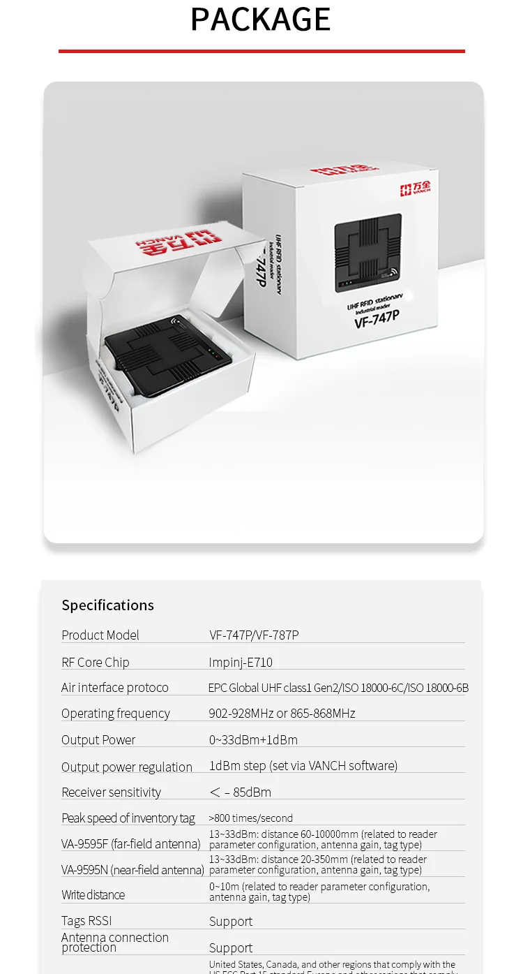 Vanch UHF RFID Fixed Reader VF-747P 4 Port RFID Tag Reader Access ...