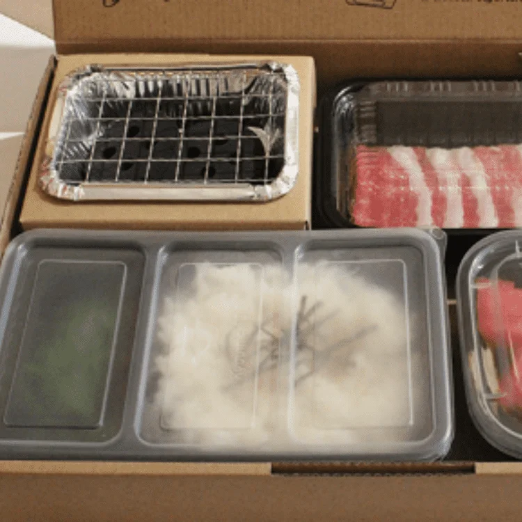 Disposable portable grill large capacity lunch box for outdoor