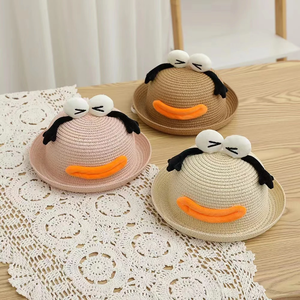 2024 Summer Beach Vacation Children Rattan Straw Hat Cartoon Smiling ...
