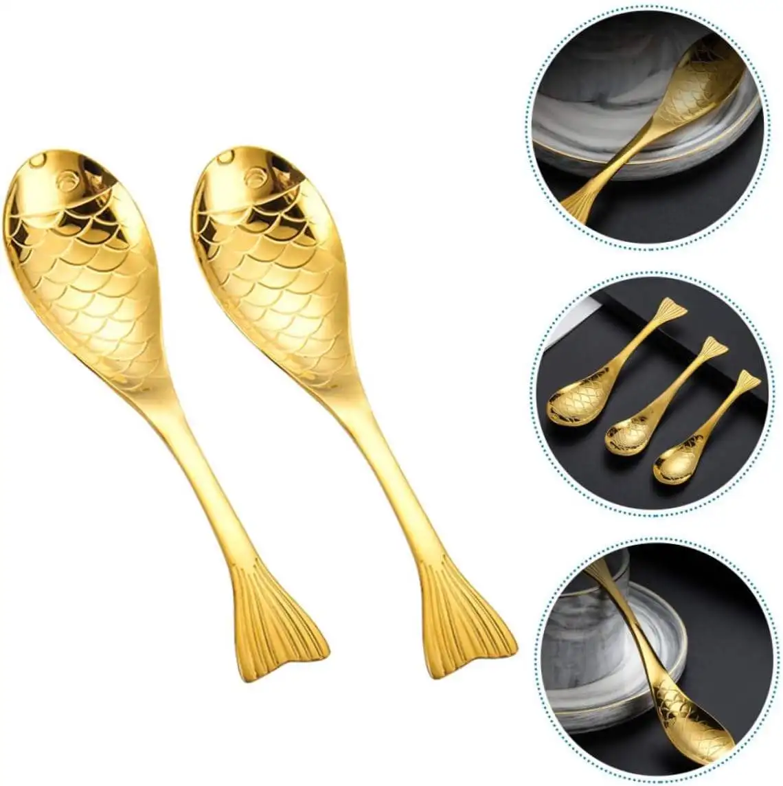 Stainless Steel Fish Spoon Asian Soup Tea Spoon Metal Spoons For ...