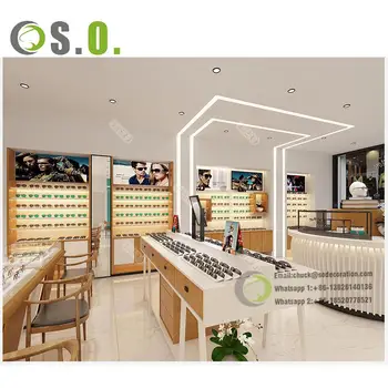 Customized Optical Shop Interior Design Wooden Eyewear Display Cabinet ...