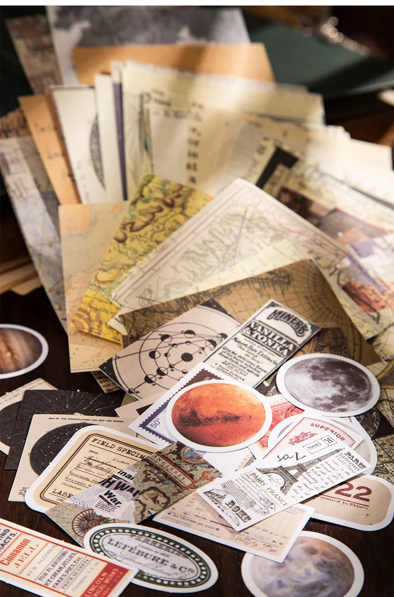 100 Vintage Aesthetic Stickers Retro Journaling Scrapbook Paper ...