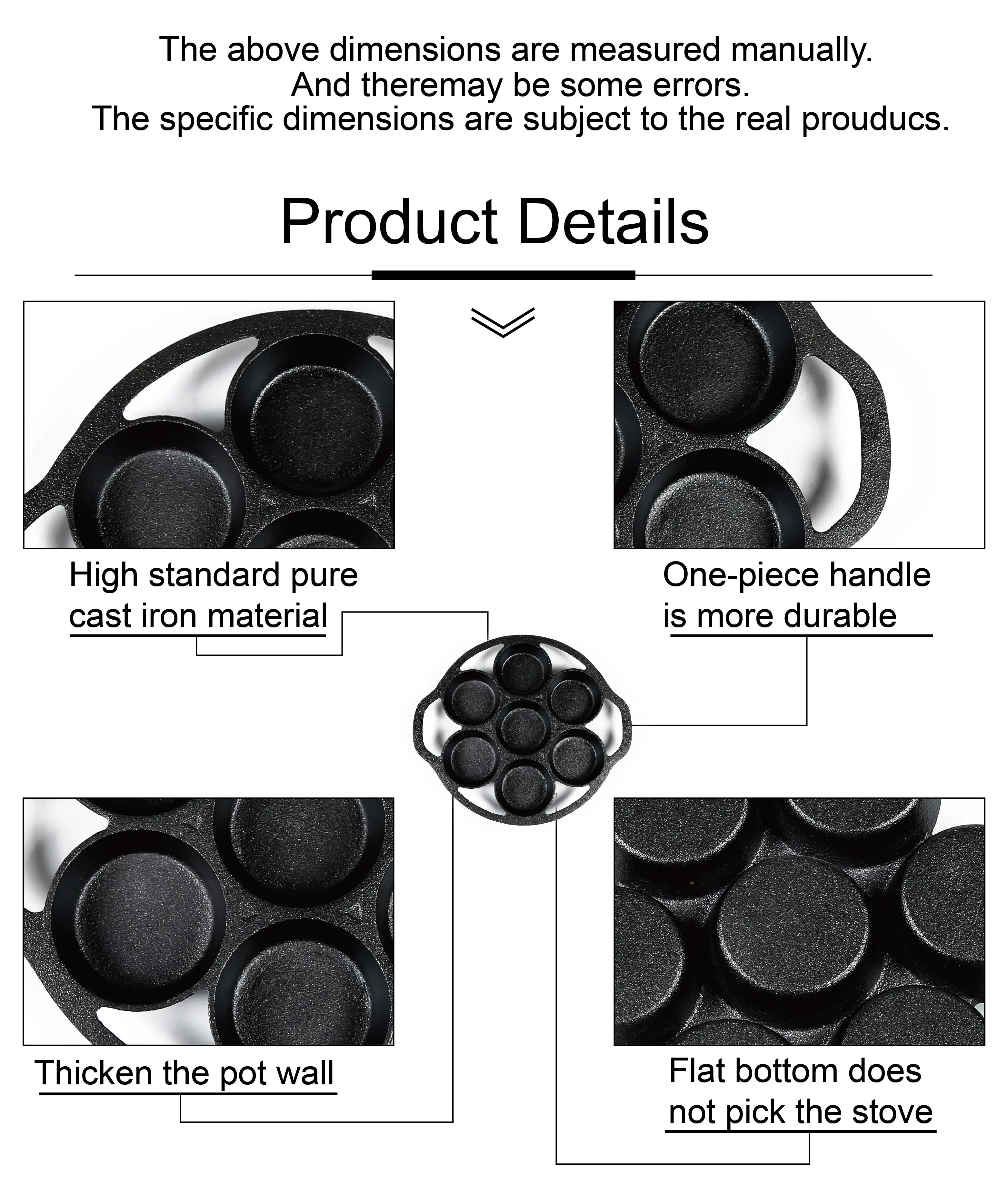 Japanese Cast Iron Cookware 7 Cups Bakeware Muffin Pan For Takoyaki ...