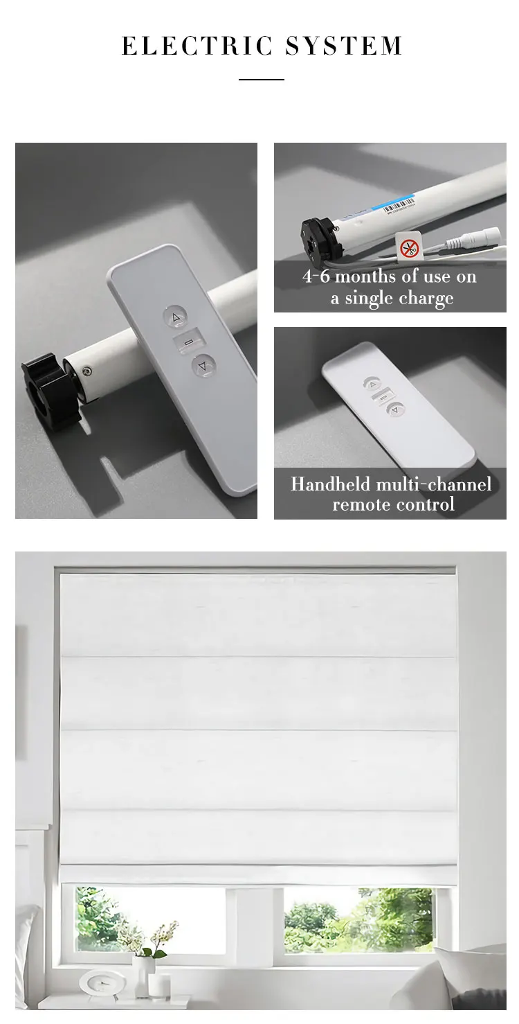 Custom Made Roman Blinds Blackout Motorized Electric Wireless Roller Blinds Roman Shades for ...