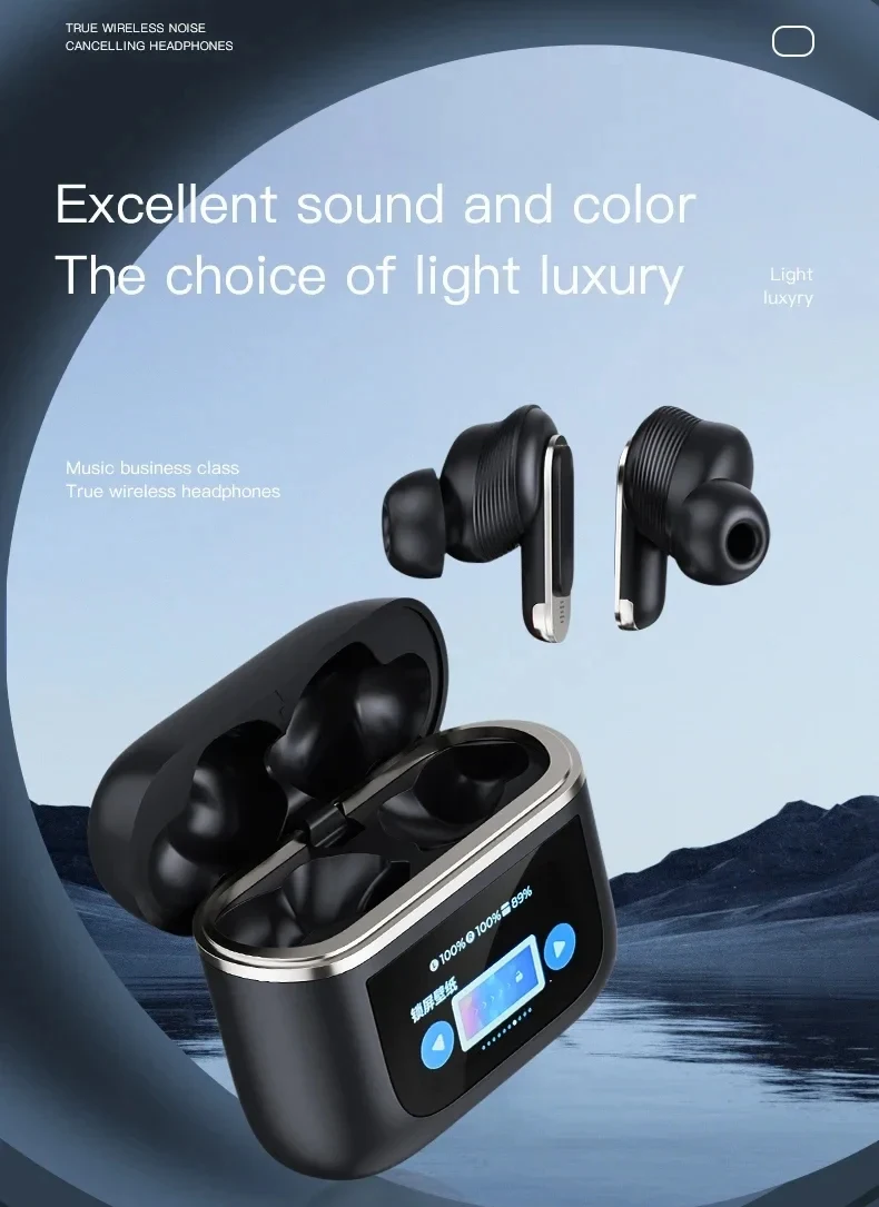 V8 Wireless TWS Earphones Smart LCD Touch Screen In-Ear Headphones ENC ...